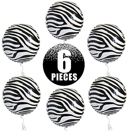 Large 22 Inch Zebra Balloons - Pack of 6 | Zebra Print Balloons for ...