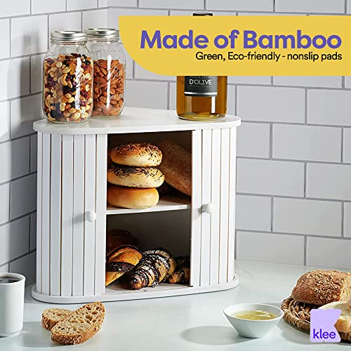 Klee 2-Layer Bread Box for Kitchen Countertop, Brushed White - Extra ...