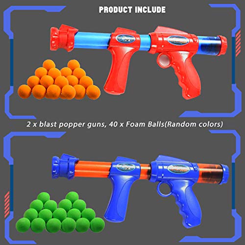 Fstop Labs 2 Pack Set Power Popper Gun with 40 Pcs Balls, Dual Battle ...