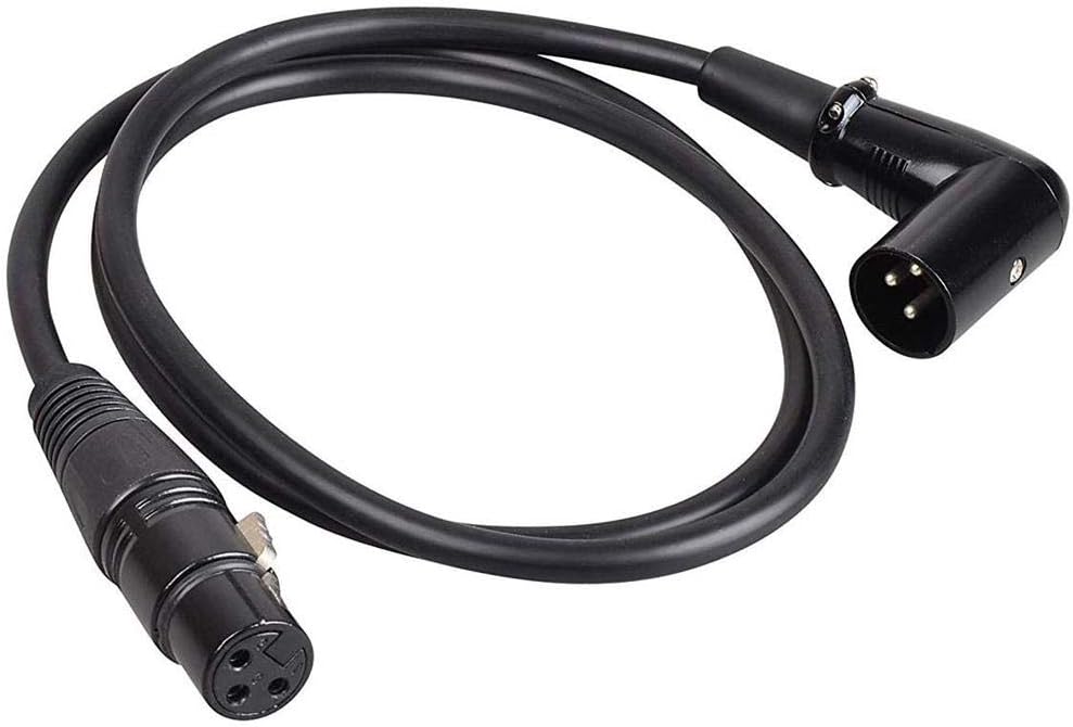 XLR 90 Degree Adapter, Right Angle XLR Patch Cable, Microphone Cord, DMX Signal Wire Cord 3FT (1 ...