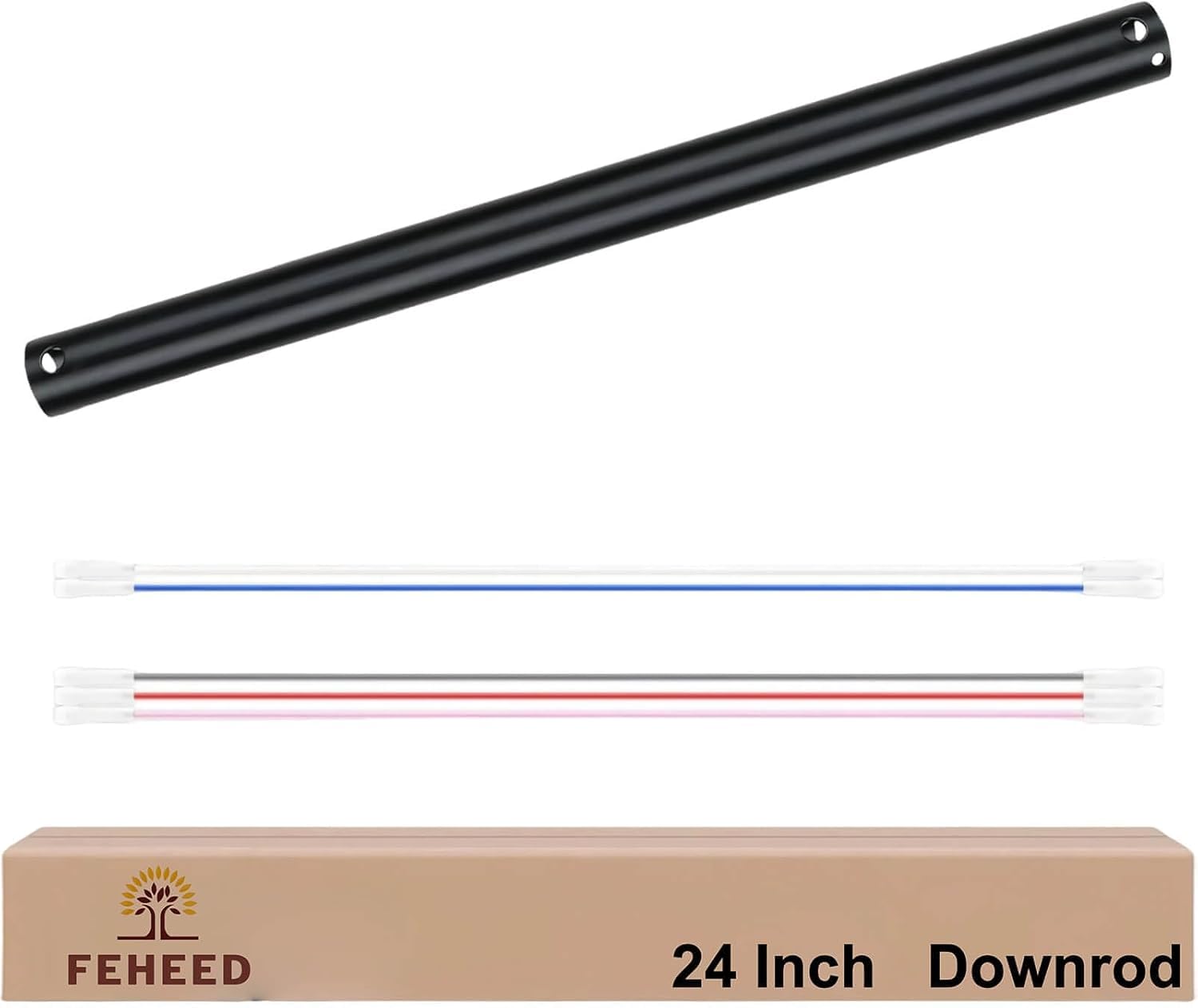 24 Inch Ceiling Fan Downrod, 1" Diameter Matte Black Ceiling Fan ...