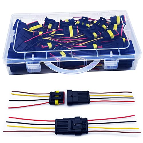 Twippo 20 AWG 20 Kits 4 Pin Connector Waterproof Wire Connectors 4 Pin ...