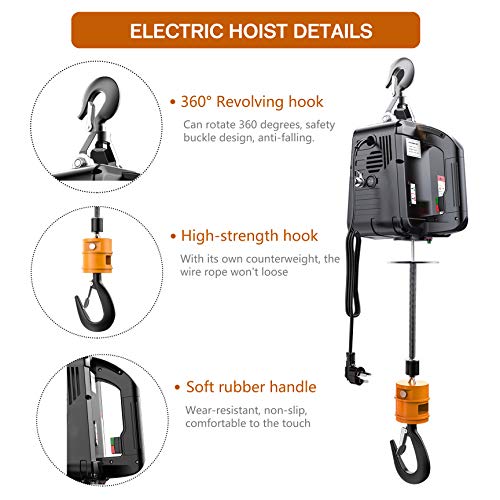 NEWTRY 1100lbs Electric Hoist Winch with Wireless Remote Control 110/ ...