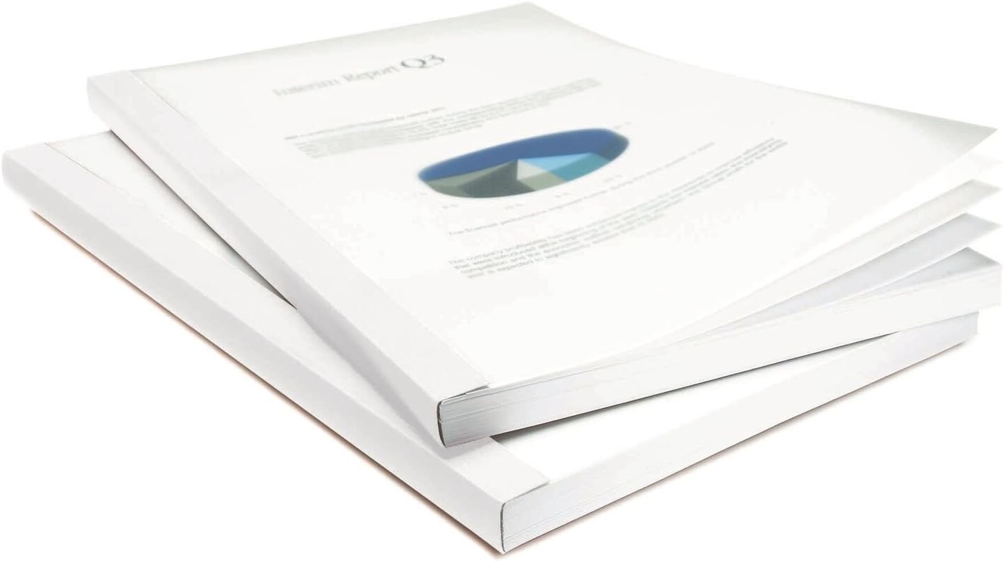 Bindomatic Aquarelle Thermal Binding Covers White 1.5mm Spine Width for ...