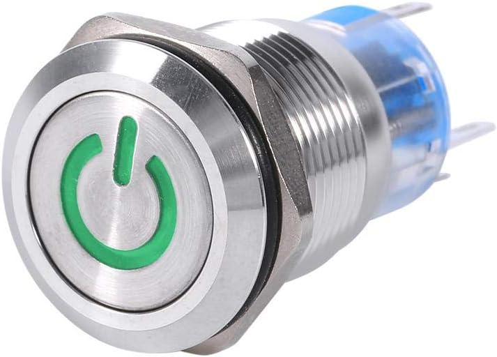 LED Button Switch, 19mm 12V LED Waterproof Dust-proof Stainless Power ...
