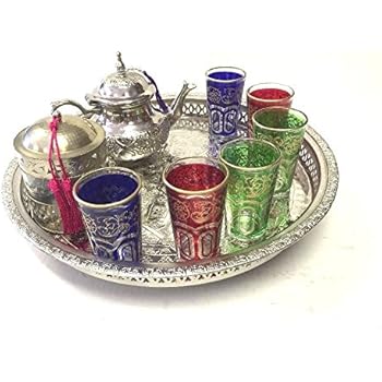Amazon.com | Mint Tea Set Moroccan Casablanca Tea set Moroccan Teapot 6 ...