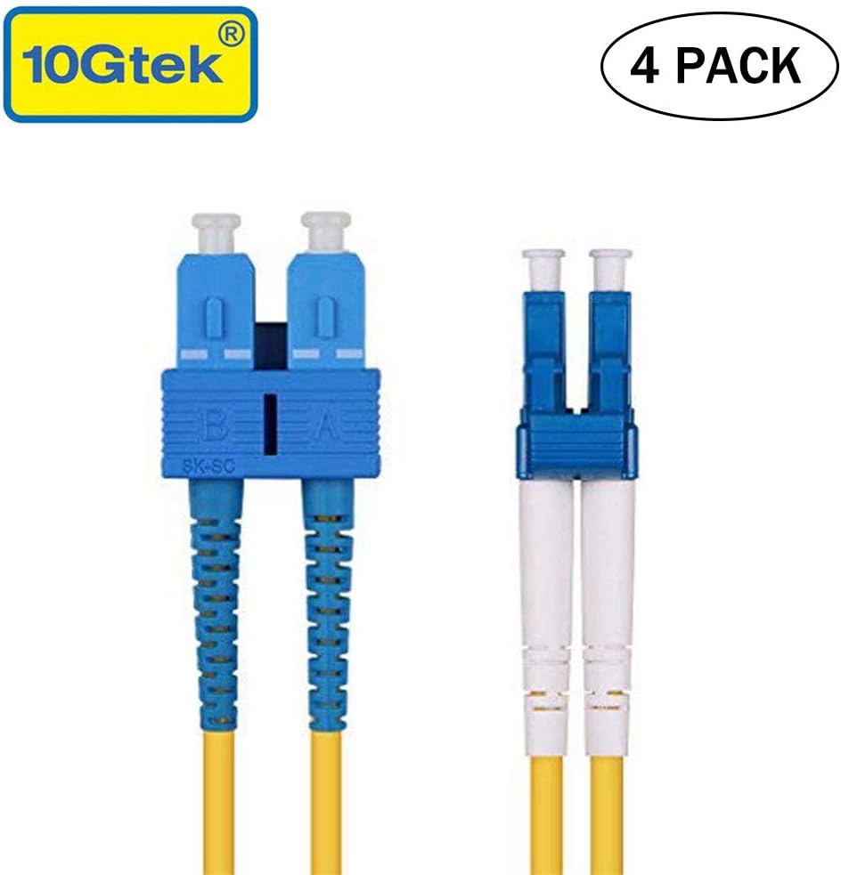 [4 Pack] OS2 SC to LC Duplex Fiber Patch Cable 1m(3.3ft), 9/125 ...