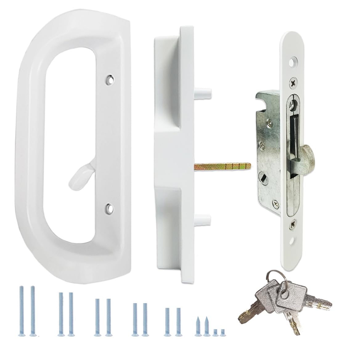 Sliding Patio Door Handle Set with Key Cylinder and Mortise Lock Fits 3 ...
