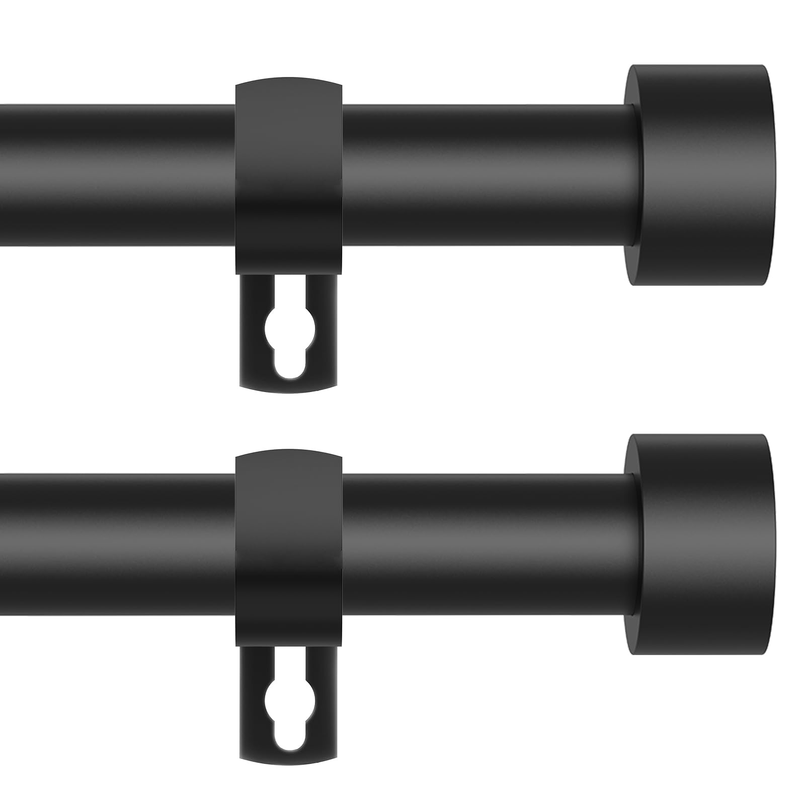 Black Curtain Rods for Windows 28 to 48 Inch,2 Pack 5/8 Inch Diameter ...