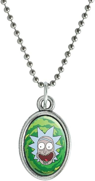 Amazon.com: Rick and Morty Rick Headshot Antiqued Oval Charm Pendant ...