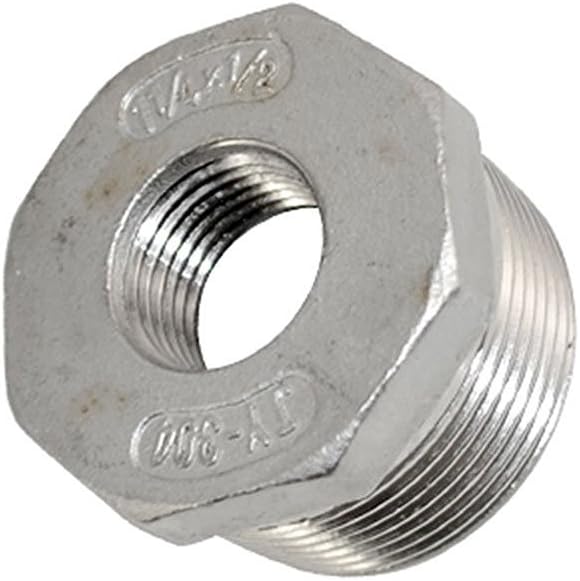 Amazon.com: Stainless steel 1-1/4" Male x 1/2" Female Thread Reducer Bushing Pipe Fitting ...