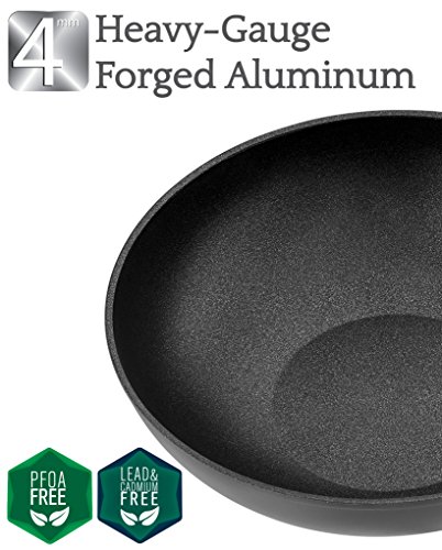 Saflon Titanium Nonstick 11 Inch Wok Pan Forged Aluminum with PFOA Free ...