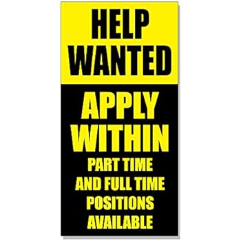Amazon.com : Help Wanted Apply Within Business DECAL STICKER Retail ...
