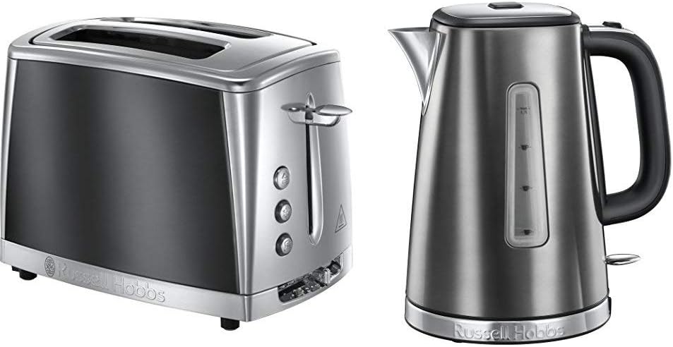 Russell Hobbs 23221 Luna Two Slice Toaster, 1500 W, Grey with Kettle ...