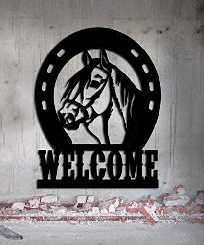 Amazon.com: Horseshoe Welcome Sign - Horse shoe Stall Name Sign - Horse ...