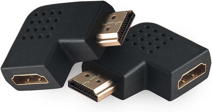 VANDESAIL HDMI 90 Degree Adapter Angled HDMI Coupler Male to Female Adapter 270 Degree Gold ...