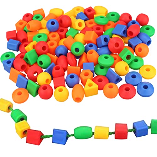 RAINBOW TOYFROG Lacing Beads for Toddlers (60 Stringing Beads,4 Strings ...