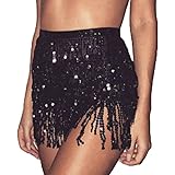 2 Pieces Sequin Tassel Skirt Belly Dance Hip Scarf Performance Outfit Sequins Skirt Belts Body ...