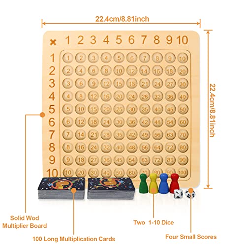 Multiplication Board Game Montessori,Wooden Board Game with Dice and ...