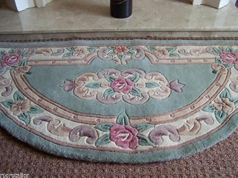 Chinese Half Moon Wool Rugs In Green Handmade Traditional Aubusson ...