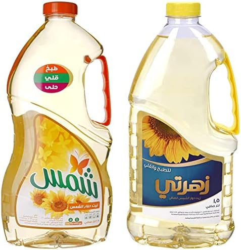 Shams Sunflower Oil 2.9 Liters & Zahrati Sunflower Cooking Oil, 1.5 ...