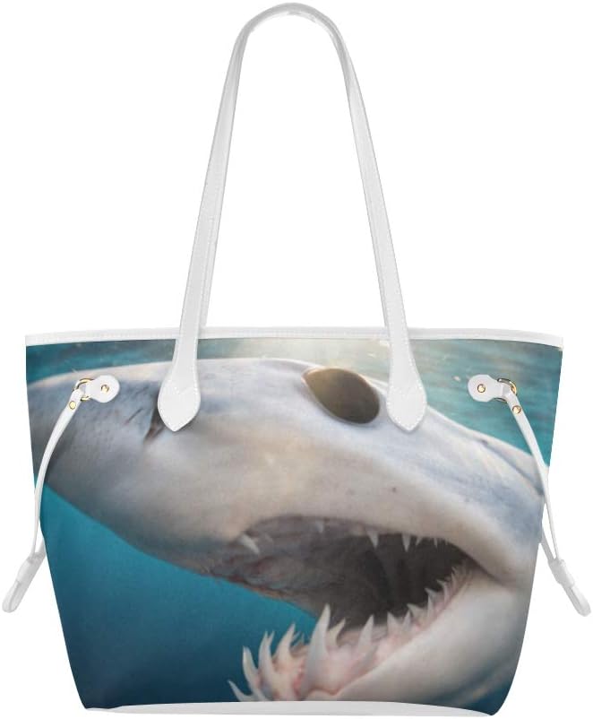 Shoulder Handbags Fierce Awful Shark Underwater Compact Tote Bag ...