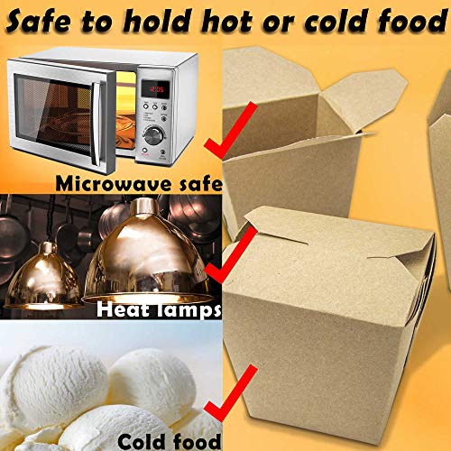 [50 Pack] 32 oz Chinese Take Out Boxes - 4.5x4" Plain Kraft Paperboard ...