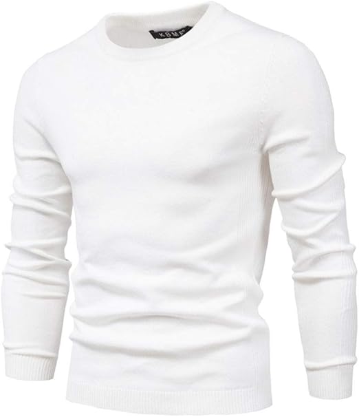 Otoño Color sólido Blanco Casual sólido algodón suéter Jerseys Hombres ...