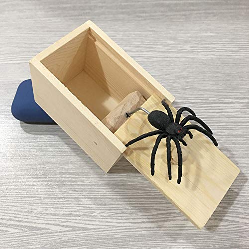 PARNIXS Spider Prank Box，Wooden Surprise Box，Handmade Fun Practical ...