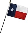 Amazon.com : MWS 4x6 inch Texas Table Desk Flag Mounted on a 10 inch ...