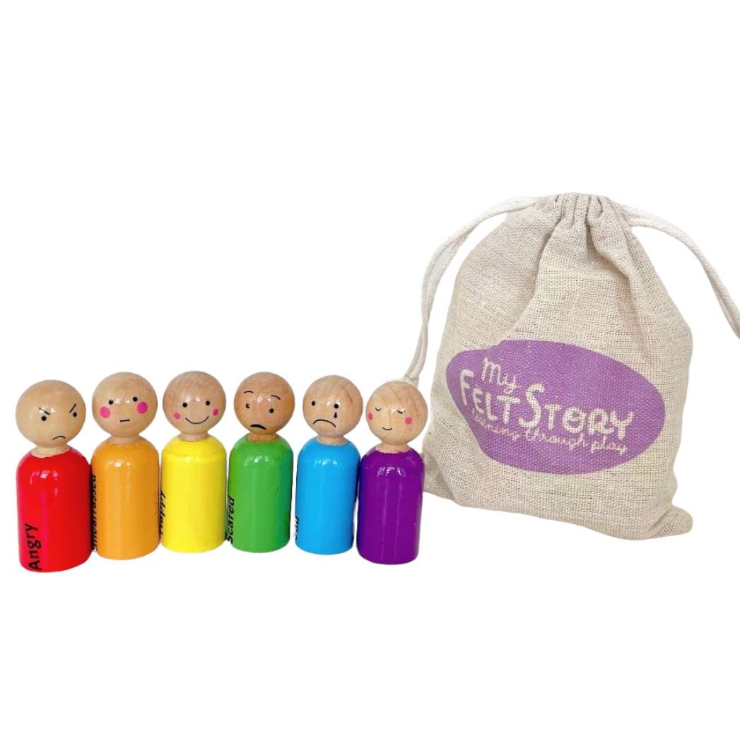Mua Set of 6 - Rainbow Wooden Peg Dolls with Emotions | Sensory Autism ...
