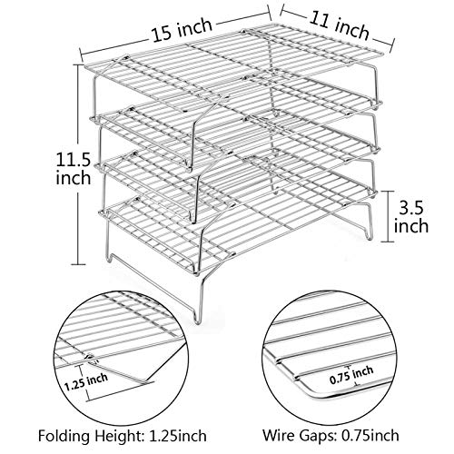 TeamFar Cooling Rack, 4 Tiers Stainless Steel Wire Rack for Baking ...