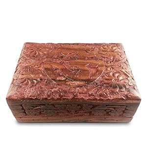 Medium Om Secret Lock Box - Hand Carved Wood / Wooden Storage Box ...
