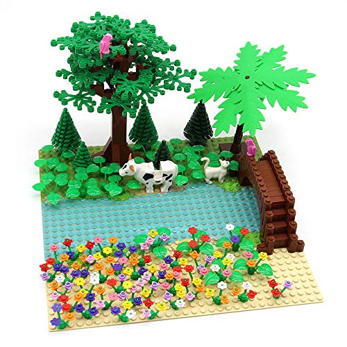 Feleph Natural Garden Building Bricks Set with Classic Baseplate City ...