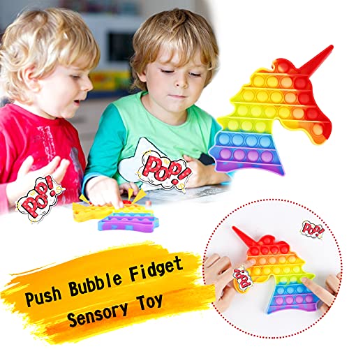 IGINOA 2 Packs Pop Poop Fidget Toy, Unicorn Sensory Anxiety Stress ...