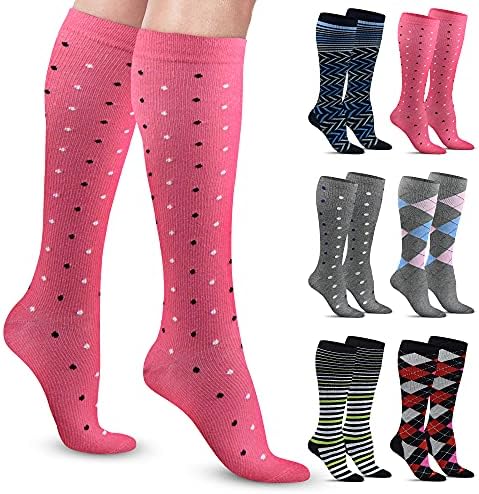 Pembrook Womens Compression Socks 6 Pack | 8-15 mmHg Graduated Support ...