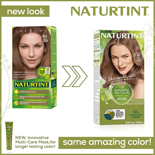Naturtint Permanent Hair Color 6G Dark Golden Blonde (Pack of 6), Ammonia Free, Vegan, Cruelty ...