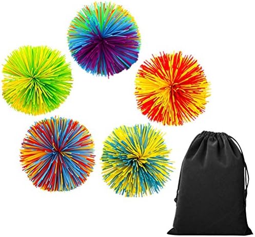 Uspacific 5 Pcs Monkey Stringy Balls, Colorful Bouncy Pom Ball Sensory ...