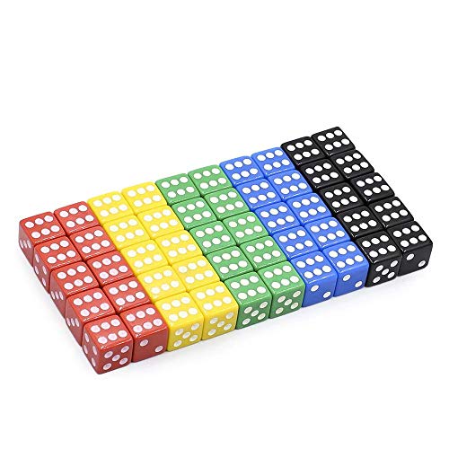50 Pack Translucent & Solid 6-Sided Game Dice 5 Sets of Vintage Colors ...