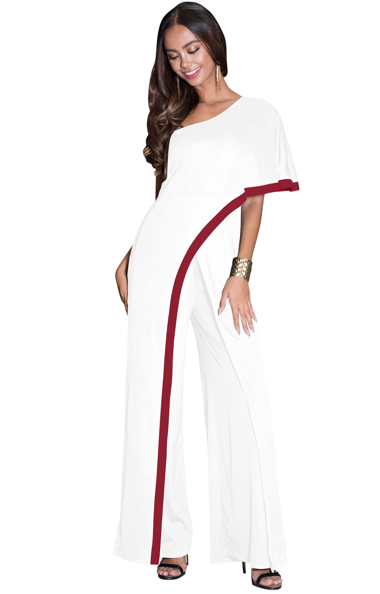 KOH KOH Plus Size Womens Short Sleeve Pockets One Off Shoulder ...