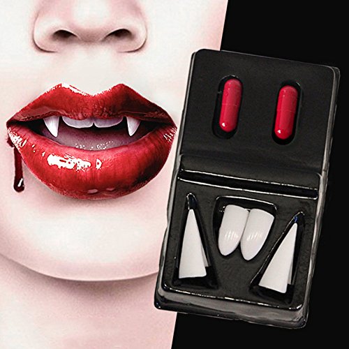 Buy 2 Pair Vampire Fangs Dentures Fake Dracula Werewolf Teeth Plastic ...
