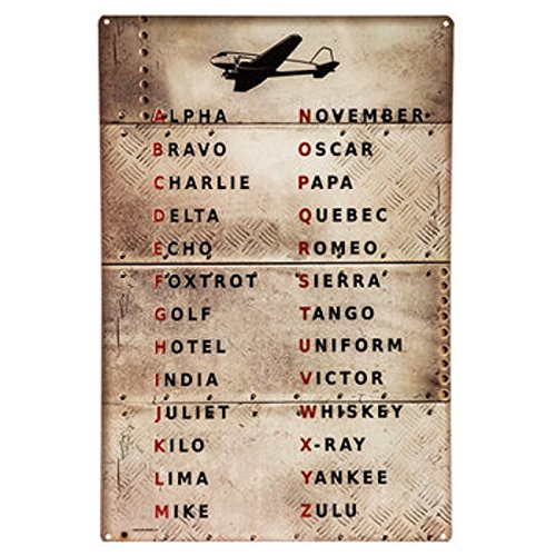 Pilot Code Aviation Metal Sign Phonetic Alphabet Alpha Bravo Charlie in ...
