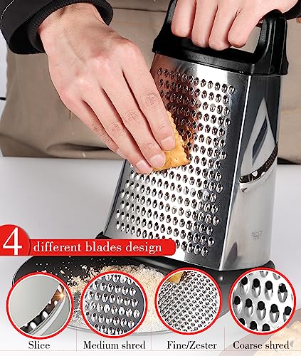 Cheese Grater with Handle, Ourokhome Box Graters with Container ...