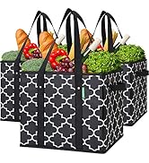 Amazon.com: WISELIFE Reusable Grocery Bags 3-Pack Foldable Washable Large Storage Bins Basket ...
