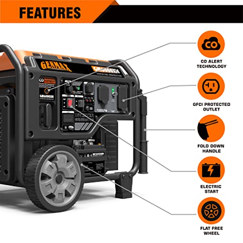 GENMAX Portable Inverter Generator, 6000W Open Frame Gas Powered High ...