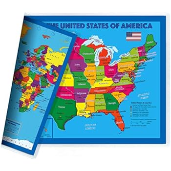 Amazon.com: United States (USA) Laminated Placemat - Learn Geography at ...