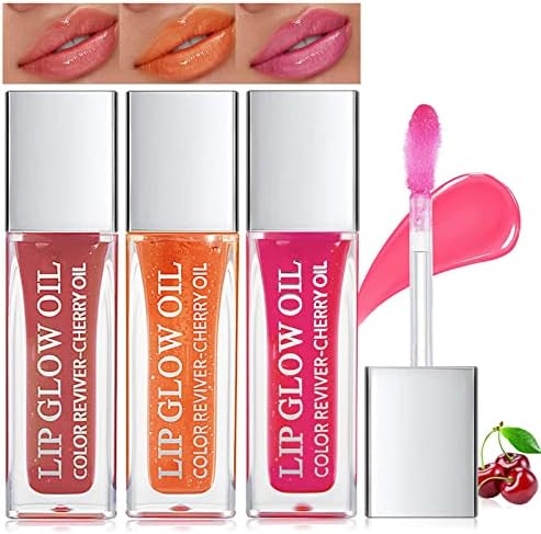 SYOSI 3 Pcs Plumping Lip Oils, Hydrating Lip Gloss Smooth Moisturizing ...