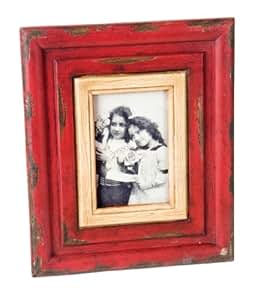 Amazon.com - Wilco Imports Rustic Wood Frame Red and Cream - Vintage ...