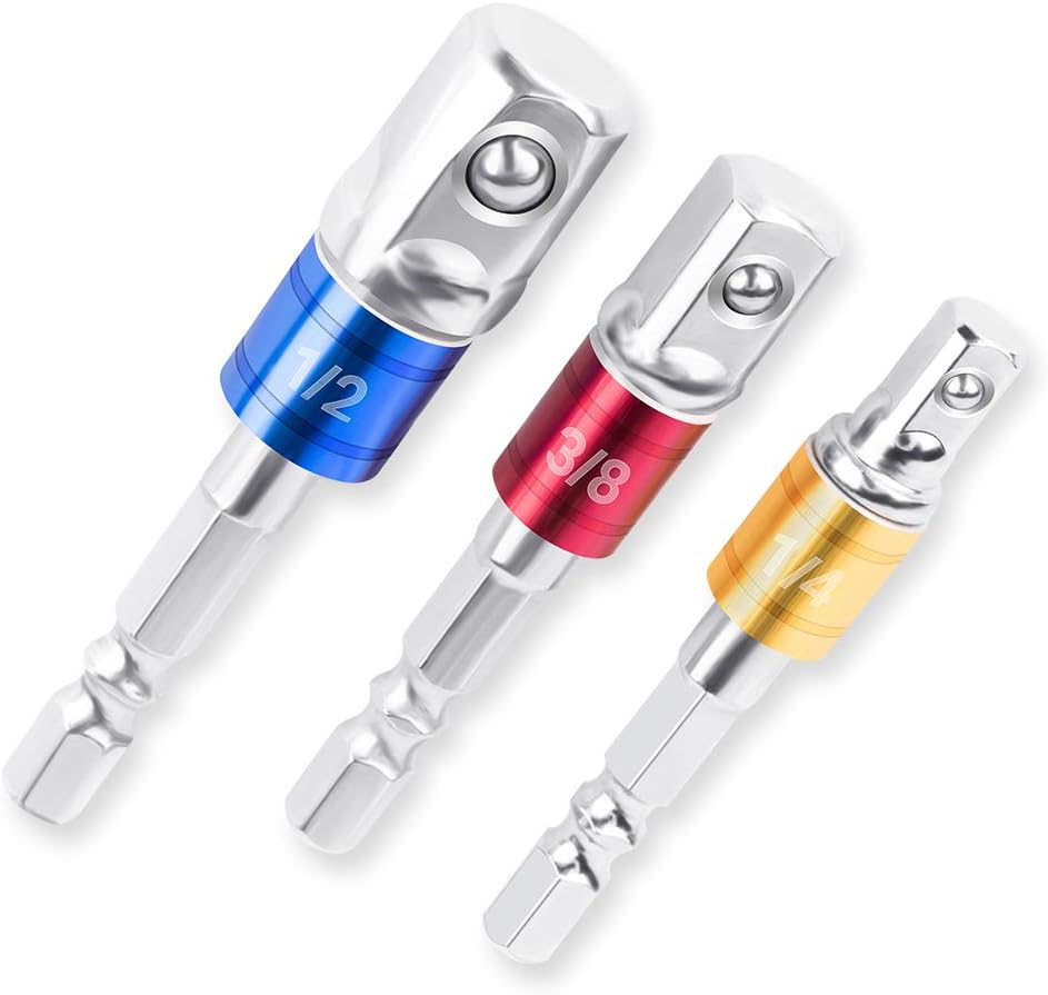 Amazon.com: MIMIVIVA Impact Grade Socket Adapter 3 Pack Set, 1/4", 3/8 ...