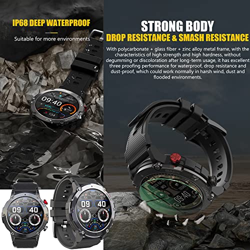 Asaile Military Smart Watch for Men(Call Receive/Dial), Outdoor Waterproof Tactical Smartwatch ...